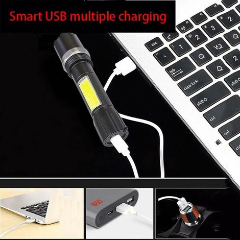 LED Torch USB Rechargeable Torch Super Bright COB Work Torch Workshop ...