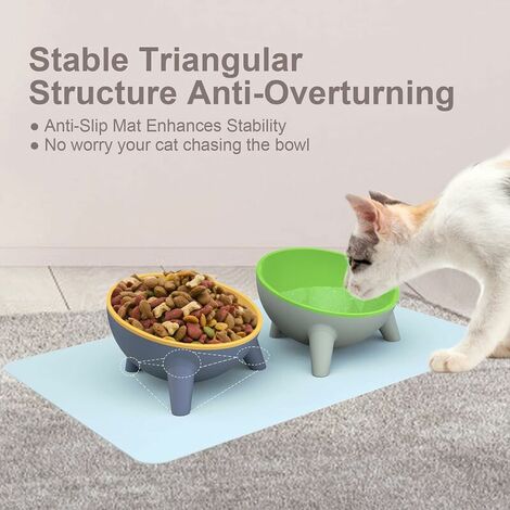 Cat Bowls Tilted Raised Double : Cat Feeding Bowls with Stand Elevated ...