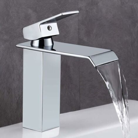 Sink Faucet, Modern Style Waterfall Bathroom Sink Faucet in Chromed ...