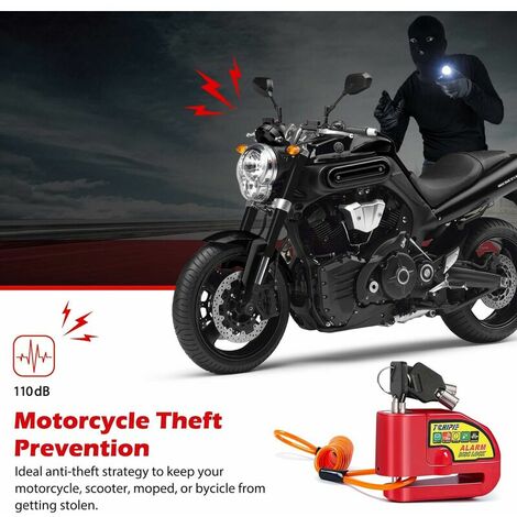 Motorcycle Anti-Theft Disc Block with 110dB Alarm, Scooter Anti-Theft ...