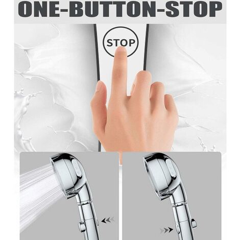 Shower Head, 3 Handheld Shower Modes with Shutoff Button 360° Rotation ...