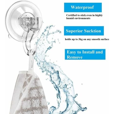 Suction Cup Hook, Set of 4, Wall Hook Suction Cups Towel Rack for ...