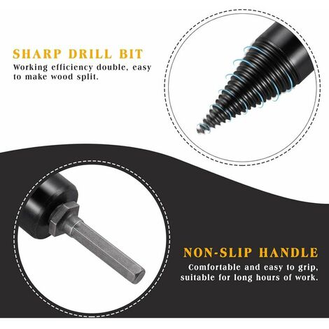 32mm Log Splitter Wood Splitter Heavy Duty Drill Screw Driver Cone Fire ...