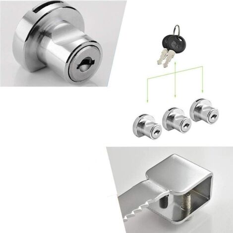 3 Pieces Terrarium Glass Sliding Showcase Door Lock, Sliding Glass Door ...