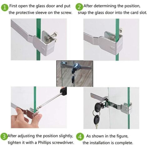 3 Pieces Terrarium Glass Sliding Showcase Door Lock, Sliding Glass Door ...
