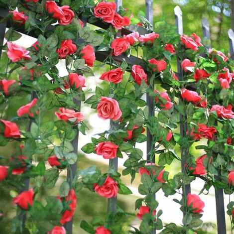 Simulation Rose Flower Vine Rattan Silk Wisteria Garland Hanging Rattan ...