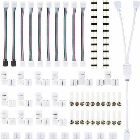 5050 4 Pin RGB LED Light Strip Connector Kit Includes Splitter Cable ...