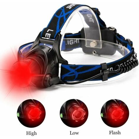 LED Red Light Headlamp, Zoomable Rechargeable LED Headlight for Hunting ...