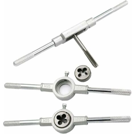 Taps and Dies Kits 12Pcs Wrench Metric Screw Hand Tapping Tools M3-M12 M25