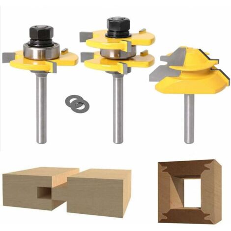 45 Degree Lock Miter Router Bit + Tongue Bit + Grooving Cutter ...