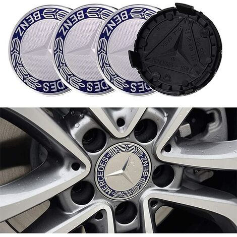 Set of 4 Hub Caps Compatible with Mercedes Benz 75mm - Blue