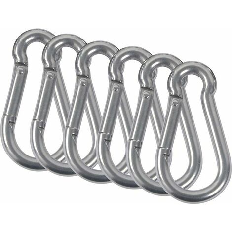 6Pcs M5 Carabiners 304 Stainless Steel Spring Loaded Fireman Carabiner ...