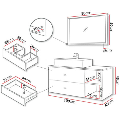 Conjunto de mueble de baño Ophruvi 100, Nogal
