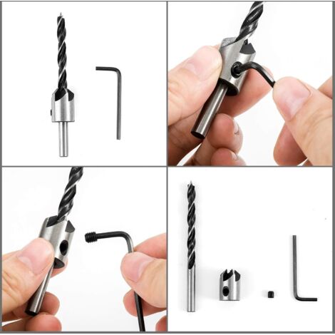 7 pcs Foret Bois avec Fraise HSS Alésoirs de menuiserie Carottage ...