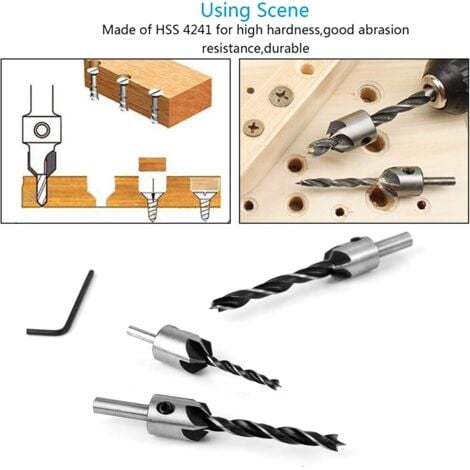 7 pcs Foret Bois avec Fraise HSS Alésoirs de menuiserie Carottage ...