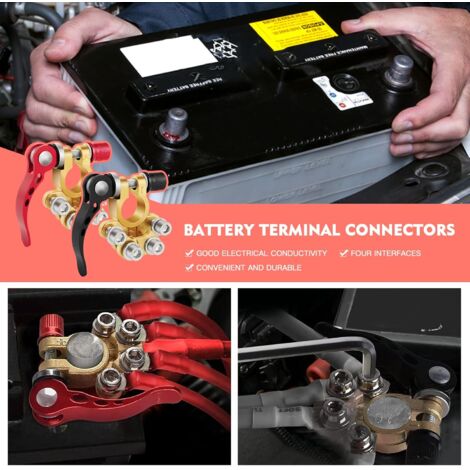 Connecteur de borne de Batterie 2 pièces, bornes de Batterie Automobile à dégagement Rapide 4 ...