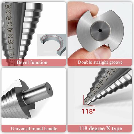 Foret Fraise Meche Etage HSS, Foret Étagé Fraise Conique à Double Fente ...