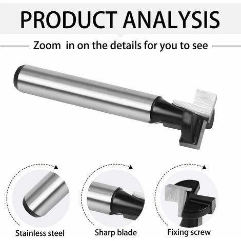 6.35mm Fraise en Rainure en T, Routeur à Rainure en T Forme Routeur Bits, 3Pcs (8/9.5/12.7mm ...