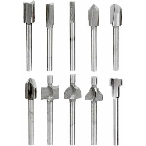 10pcs 3mm 1/8" Mini Queue HSS Menuisier Routeur Bits fraises à Bois ...