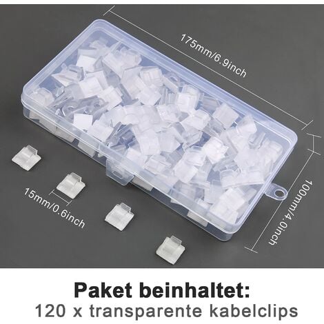 120PCS Clips Câbles, Attache Cable adhesif Rangement de Accroche Cable Fixation Auto Collant ...