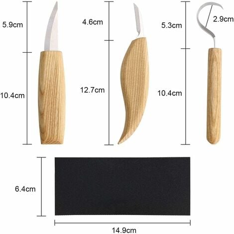Ciseaux à Bois, 5PCS Kit Sculpture Bois, Couteaux à Découper Couteaux à Crochet Lame en Acier au ...