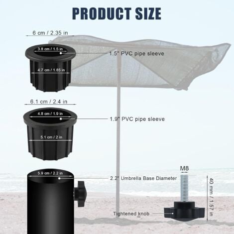 2 Ensembles (6 pièces) Accessoires Parasol Balcon, 4 Anneaux de Trou de ...