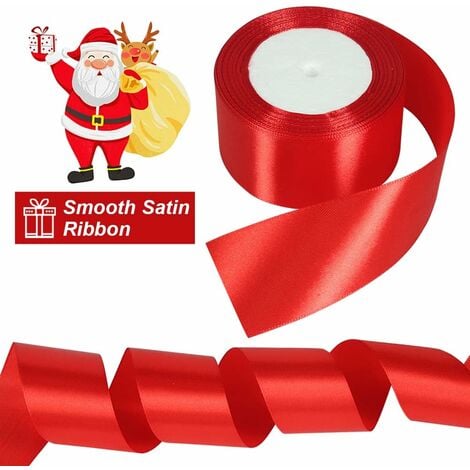 Ruban Satin Rouge, 50 mm x 22 m Ruban Rouge Large pour Cadeau Emballage ...