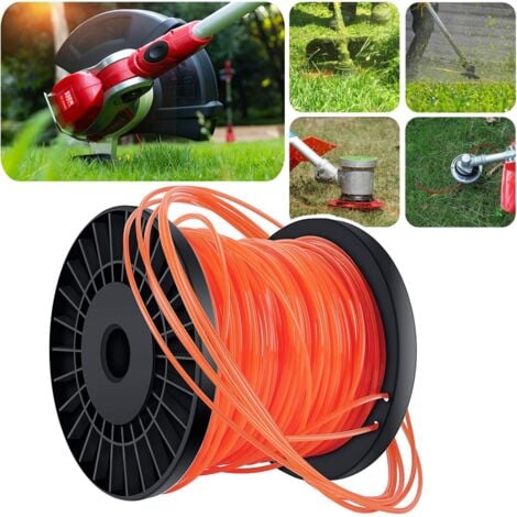 Bobine de tondeuse Fil de coupe 5 tranchants en nylon 2.4 mm x 100 mètres Orange Rouge
