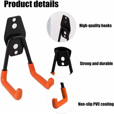 Crochets de garage, Lot de 4 Crochets de Rangement pour Garage Crochets ...