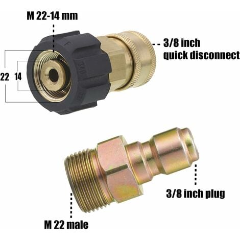 Adaptateur de nettoyeur haute pression, kit de connexion rapide de 9,5 mm, M22 14 mm vers M22 ...