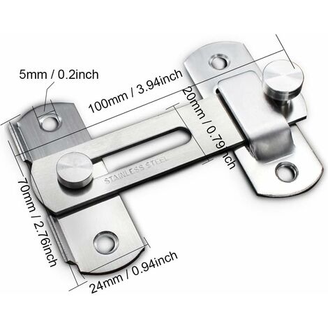 4 Pièces Loquet de Porte, Sécurité Loquet, Coulissant Moraillon ...
