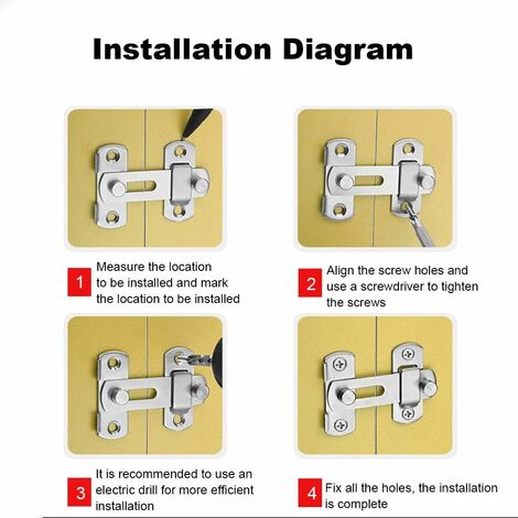4 Pièces Loquet de Porte, Sécurité Loquet, Coulissant Moraillon ...