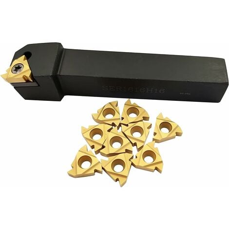 5/8" SER1616H16 Porte-outil de tournage en carbure de tungstène indexable avec 10 lames 16ER ...