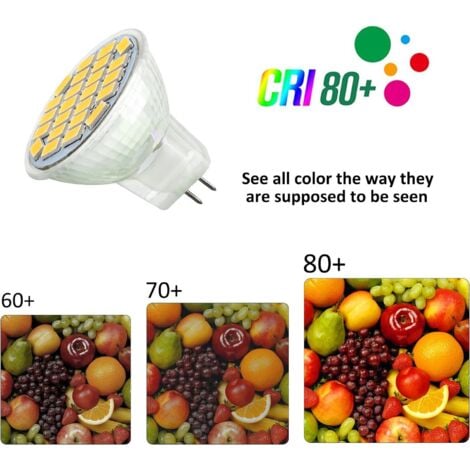 MR11 GU4 12V LED 3W Blanc Chaud 3000K, 350LM, 120° 35mm MR11 30W Halogène Équivalent, AC DC 24V ...