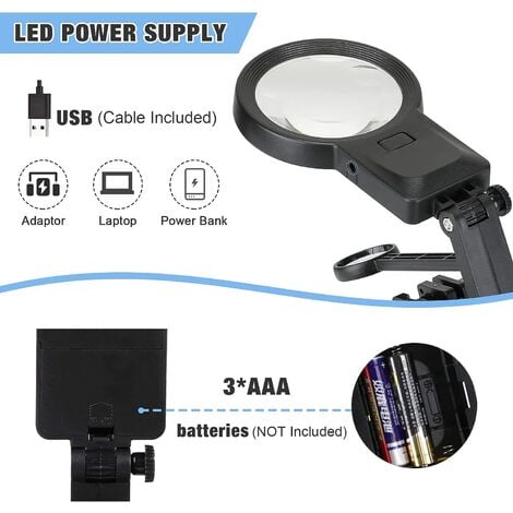 Troisième Main, 3X/4.5X/25X Multifonctionnel Troisieme Main , avec Loupe sur Pied à 10 LED avec ...