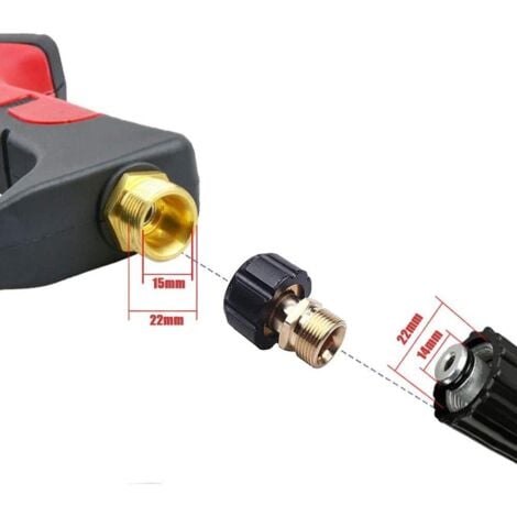 Raccord de Nettoyeur Haute Pression, M22 x 15 mm Filetage Femelle à M22 x 14 mm Filetage Mâle ...