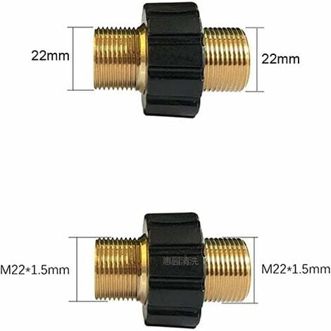 Raccord Rapide de Tuyau, Adaptateur pour Nettoyeur Haute Pression à Double Mâle M22 x 1,5 ...