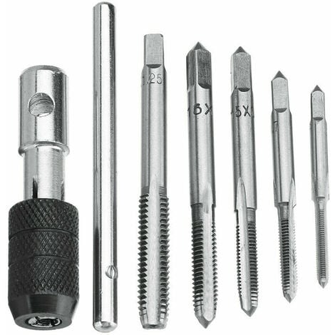 5Pcs Tarauds à Goujure Droite à Main Métrique Assortiment M3 M4 M5 M6 M8 avec 1Pc Clé Réglable ...