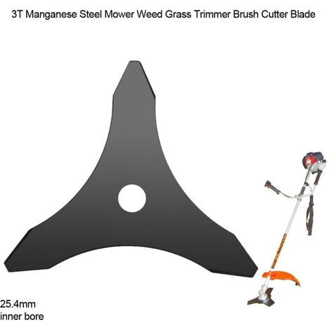 Lame de débroussailleuse à trois dents, Tranchant de 255 mm, Alésage : 25,4 mm
