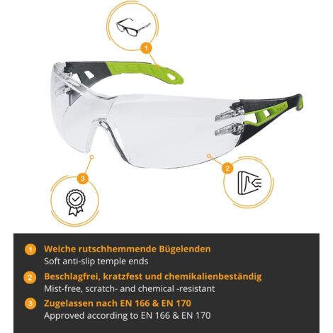 Lunettes de Protection, Oculaire PC Incolore, Normes EN 166 & 170 ...