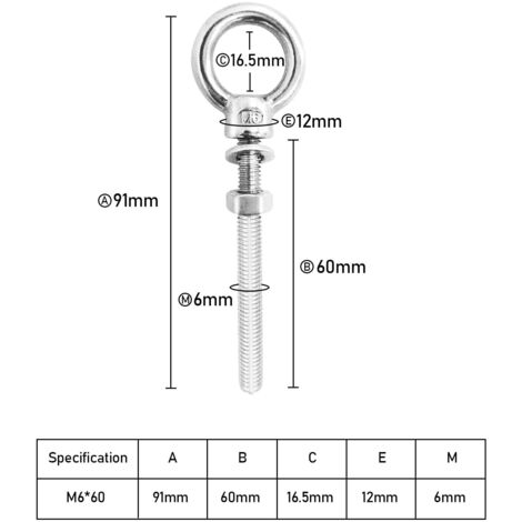 M6 Vis à Anneau avec filetage métrique en acier inoxydable pour ...