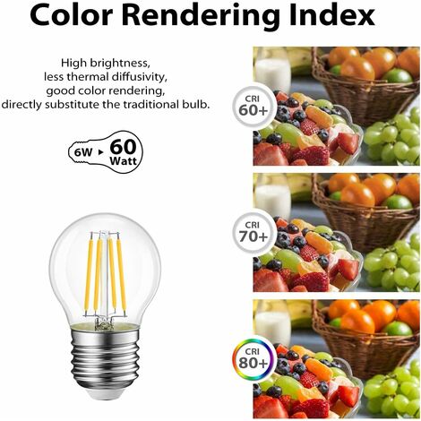 6W Ampoule LED Filament E27 G45, Equivalent à Ampoule Incandescence 60W, 806Lm 2700K Blanc Chaud ...