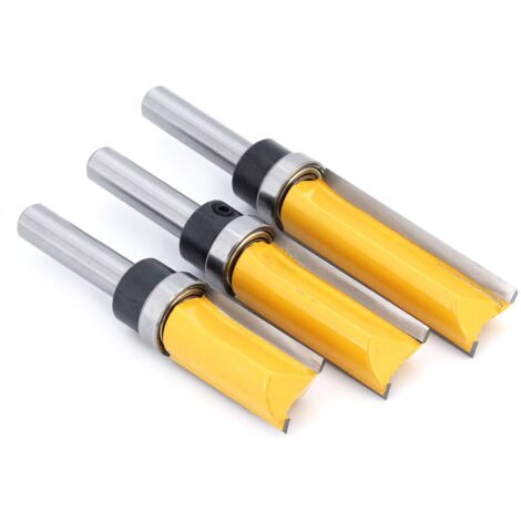 3PCS 8mm Tige Fraise à Affleurer-Fraise à araser Fraise à Copier Avec Roulement Supérieur-Outils ...