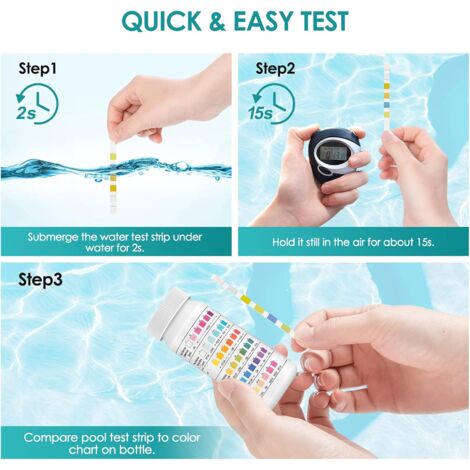 6 en 1 Bandelettes Piscine Brome Spa, Languettes Ph Piscine Bandes Test ...