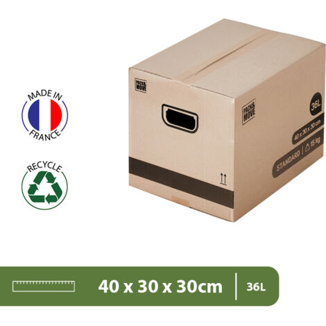 Cartons de déménagement solides 40x30x30 cm à poignées Pack And Move ...