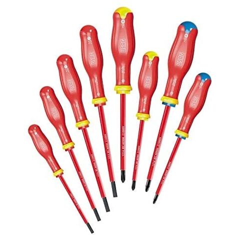 USAG 091 SH8 Jeu De 8 Tournevis Pour Vis Fente Et Phillips Et Tête Phillips 1000V