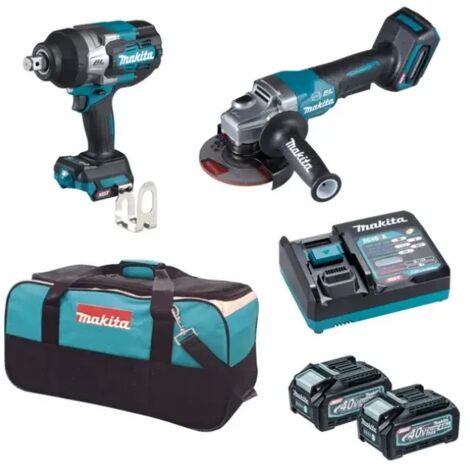 Makita DK0139G202 40 V clé à chocs et meuleuse avec batteries