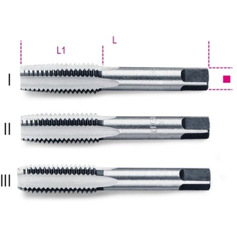 Tarauds à main en acier chromé 3 passes à pas grossier beta 430 - 16x2