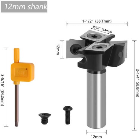Fraise à Surfacer 12 mm Tige 45 mm Diamètre de Coupe avec 2+2 Inserts Fraise a Bois Defonceuse ...