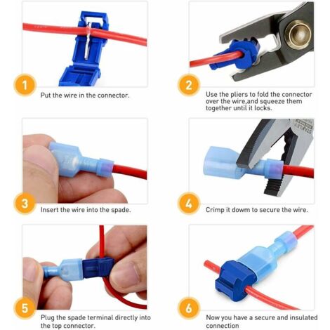 LaBlanc - 240Pcs Connecteur de fil T-Connector, connecteur rapide de cosse électrique ...